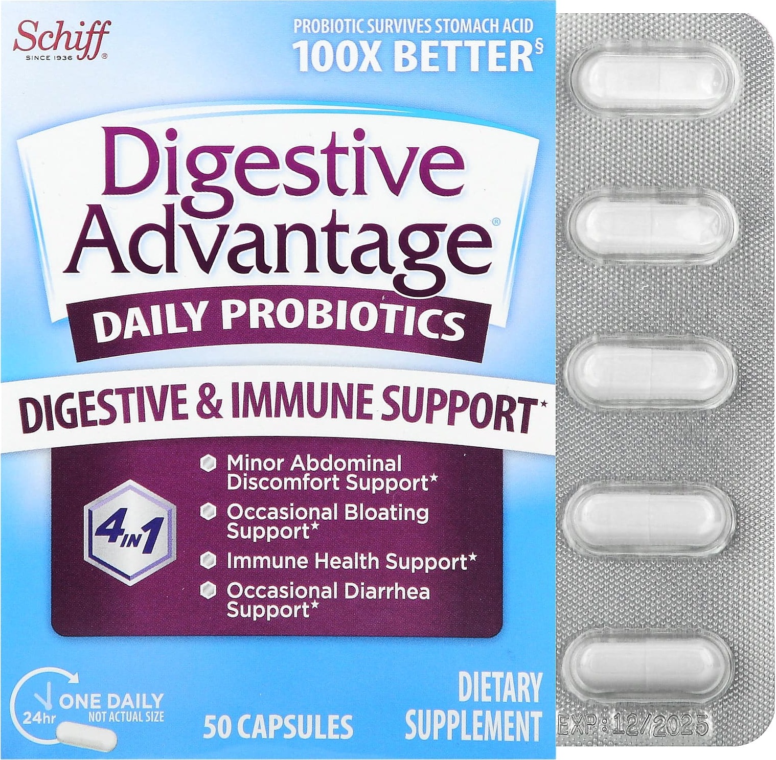 Schiff Digestive Advantage - Daily Probiotics - Digestive & Immune Support