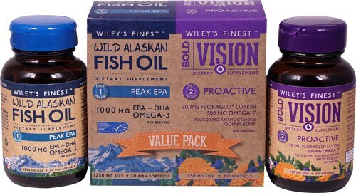 Wiley's Finest Wild Alaskan Fish Oil Peak EPA & Bold Vision Proactive - Value Pack